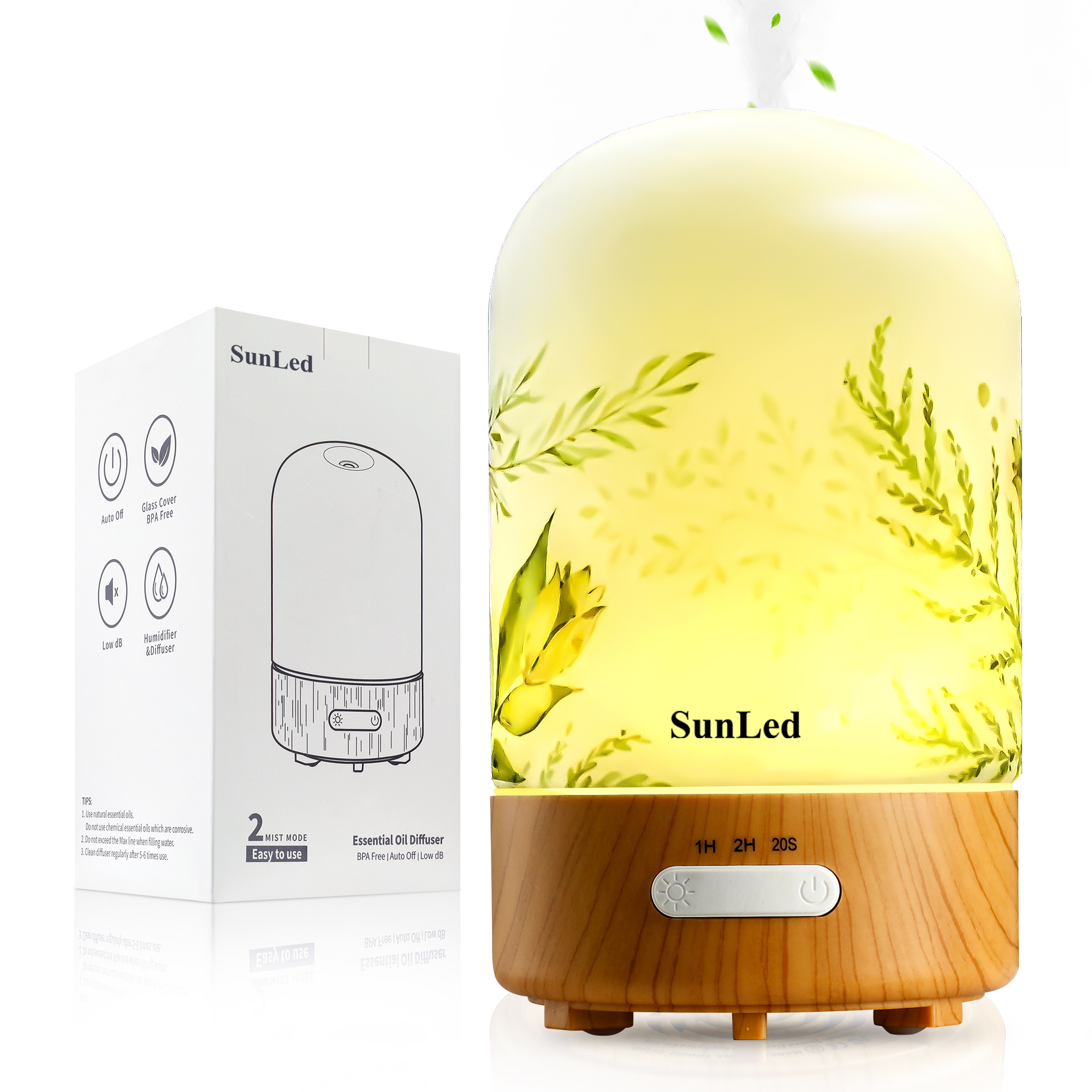 OEM Handmade Glass 3 in 1 Essential Oil Diffuser humidifier and night ...